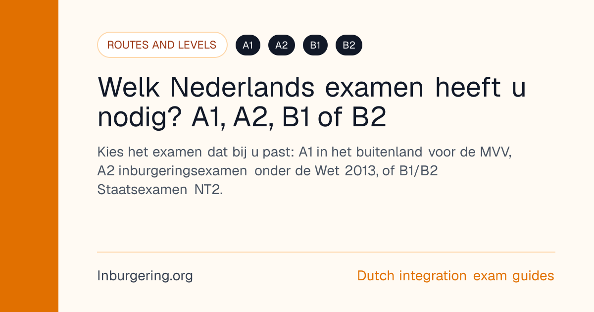 Welk Nederlands examen heeft u nodig? A1, A2, B1 of B2